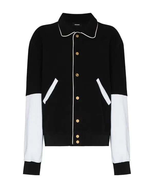 We11Done Logo Print Varsity Bomber Jacket