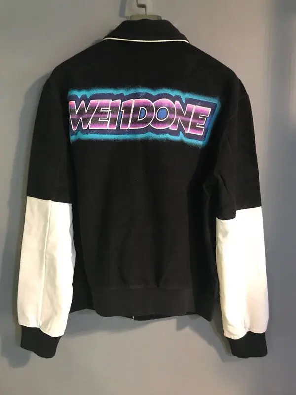 We11Done Logo Print Varsity Bomber Jacket