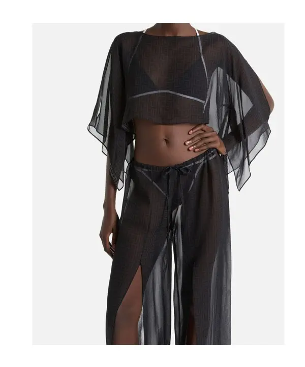 Balmain Monogram Beach Top In Chiffon