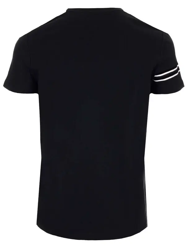 Balmain Flocked Cotton T-shirt With White Logo Print