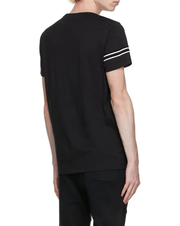 Balmain Flocked Cotton T-shirt With White Logo Print