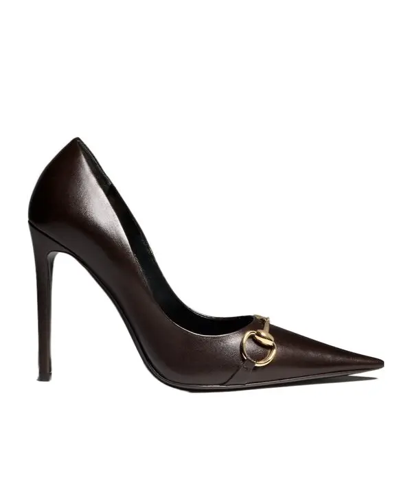 Gucci Donna Pump With Horsebit Detail - Dark Brown