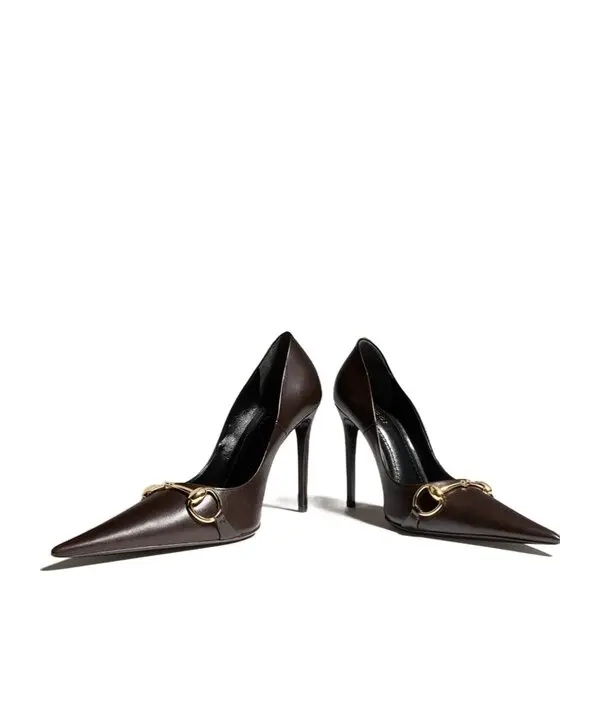 Gucci Donna Pump With Horsebit Detail - Dark Brown