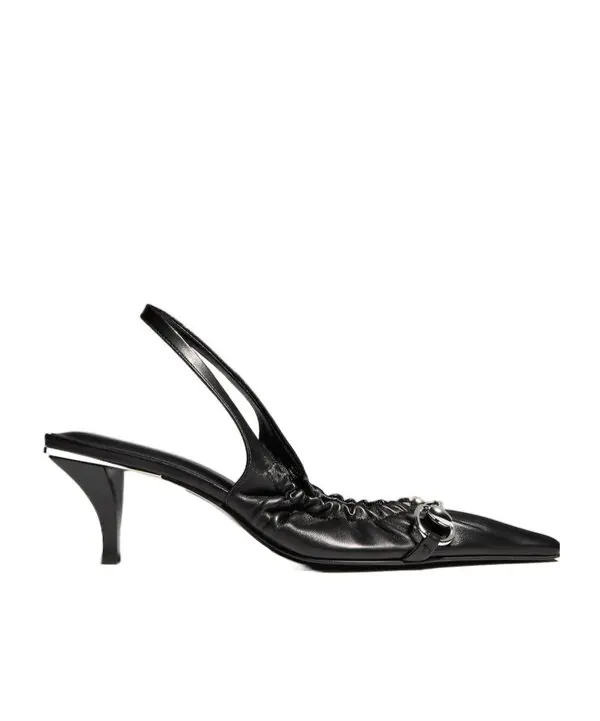 Gucci Vittoria Slingback Pumps With Horsebit Detail - Black