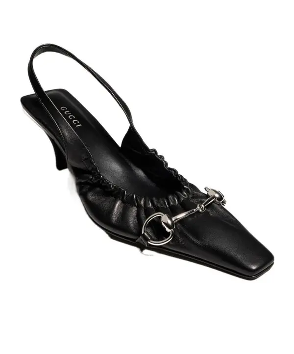 Gucci Vittoria Slingback Pumps With Horsebit Detail - Black