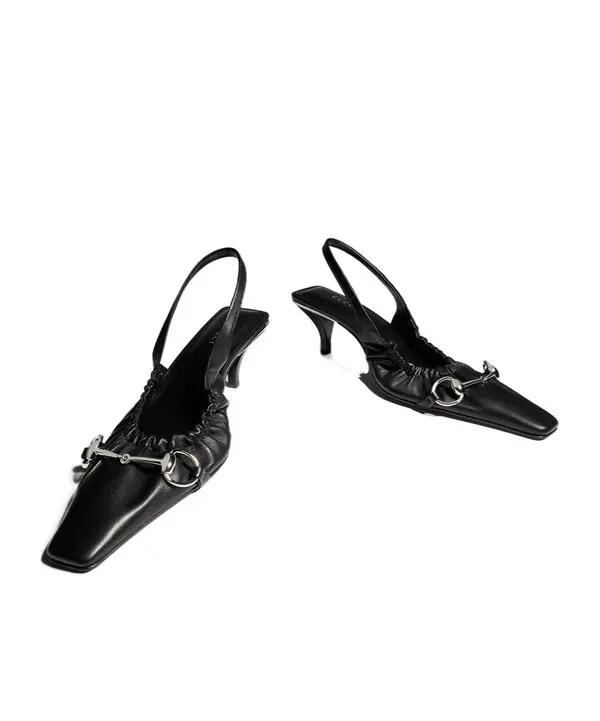 Gucci Vittoria Slingback Pumps With Horsebit Detail - Black