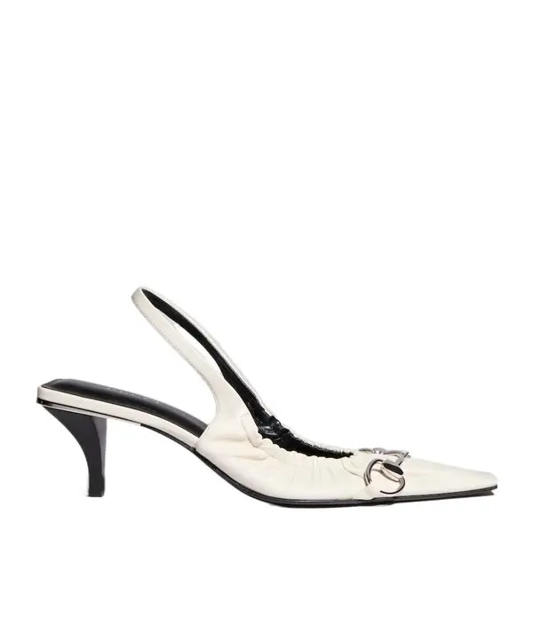 Gucci Vittoria Slingback Pump With Horsebit Detail - White
