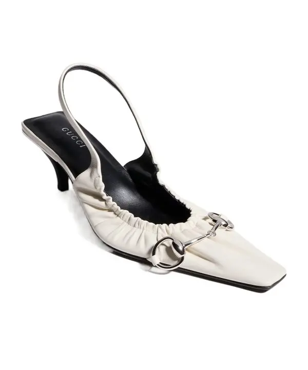 Gucci Vittoria Slingback Pump With Horsebit Detail - White