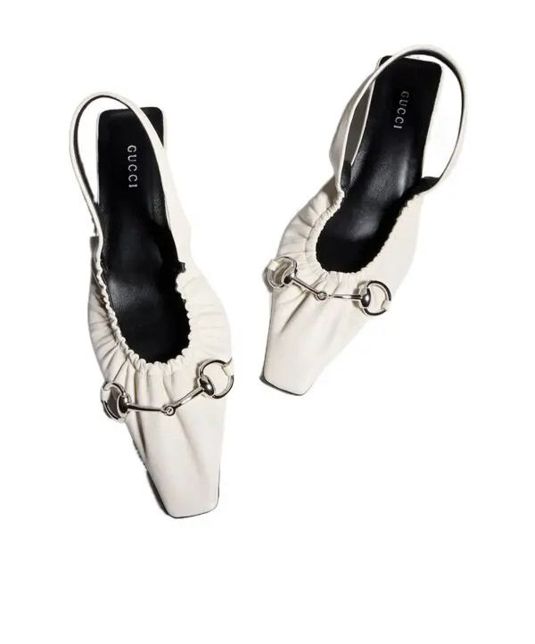 Gucci Vittoria Slingback Pump With Horsebit Detail - White