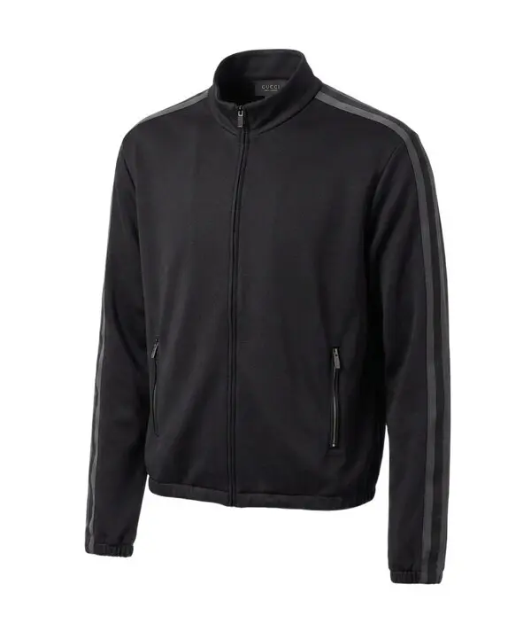 Gucci Cotton Jersey Zip Jacket With Muted Web