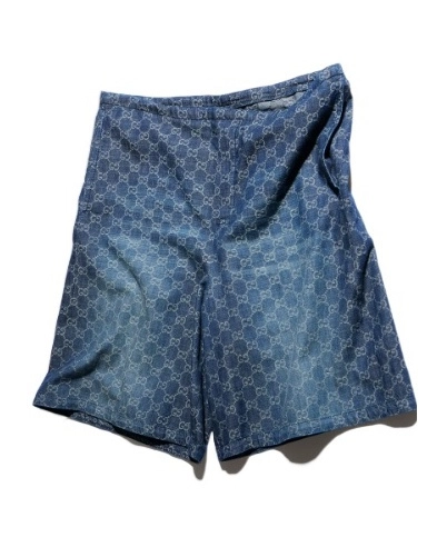 Gucci Gg Chambray Cotton Denim Shorts - Blue