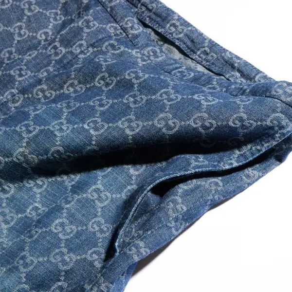 Gucci Gg Chambray Cotton Denim Shorts - Blue