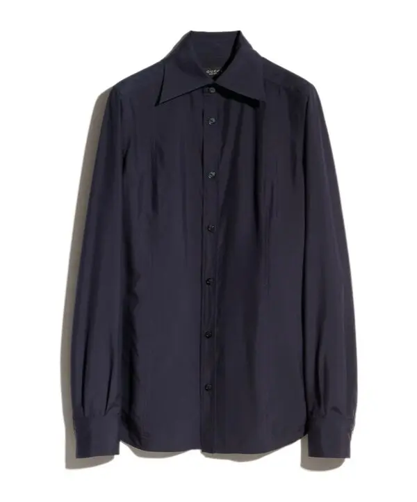 Gucci Silk Poplin Shirt - Dark Blue