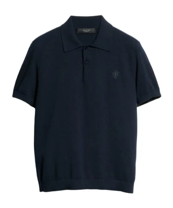 Gucci Knit Cashmere Polo Shirt With Embroidery