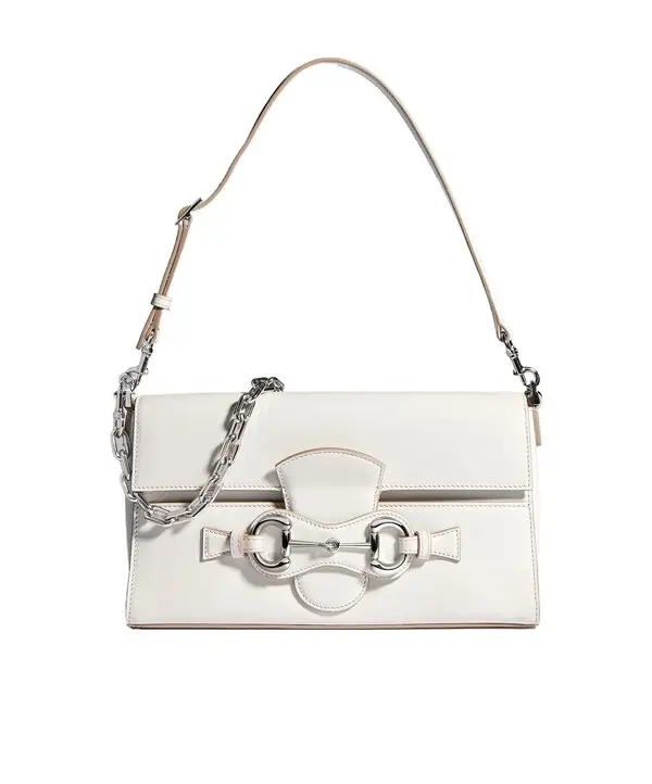 Gucci Horsebit Ristretto Medium Shoulder Bag - White