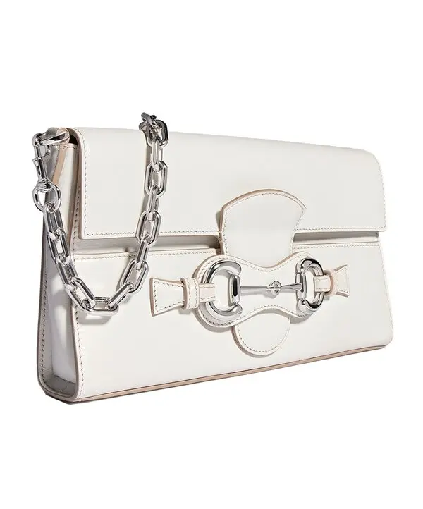 Gucci Horsebit Ristretto Medium Shoulder Bag - White