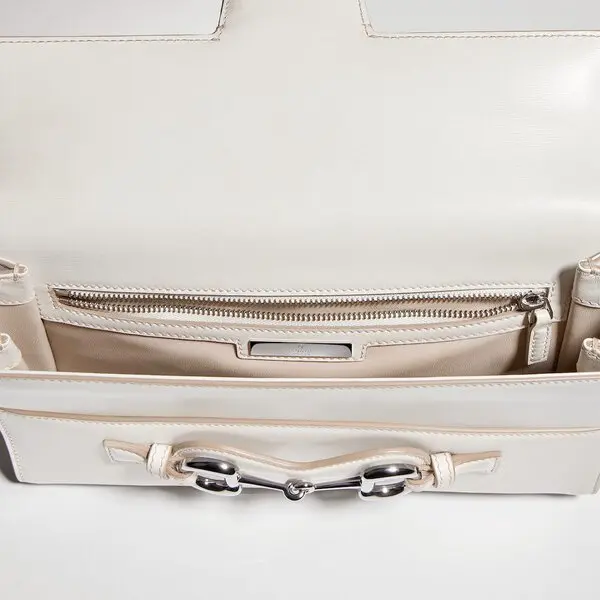 Gucci Horsebit Ristretto Medium Shoulder Bag - White