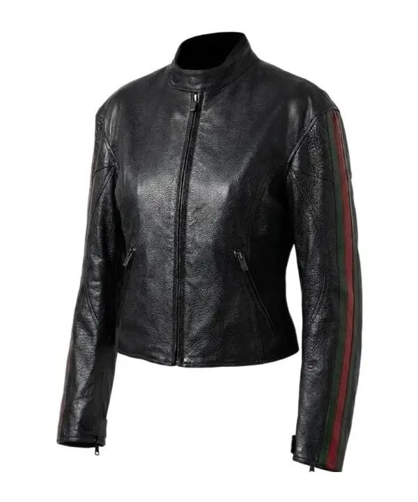Gucci Leather Biker Jacket With Web