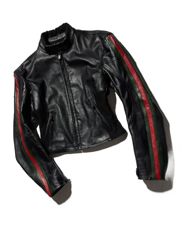 Gucci Leather Biker Jacket With Web Detail