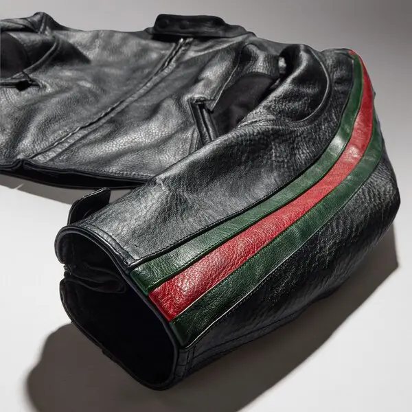 Gucci Leather Biker Jacket With Web Detail