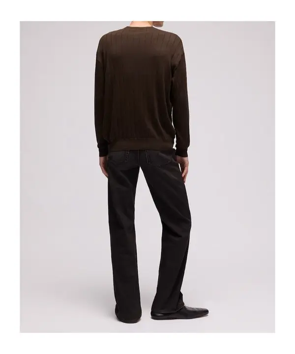 Gucci Ribbed V-neck Sweater With Double G Embroidery - Dark Brown