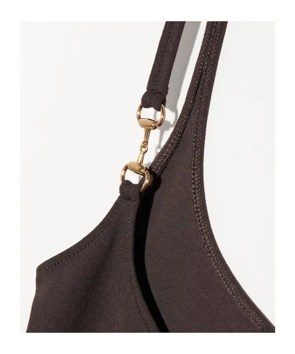 Gucci Viscose Crêpe Jersey Top With Horsebit Detail - Dark Brown