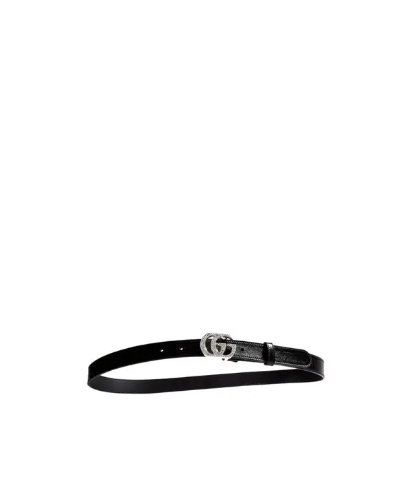 Gucci Belt With Embellished Double G Buckle - Black
