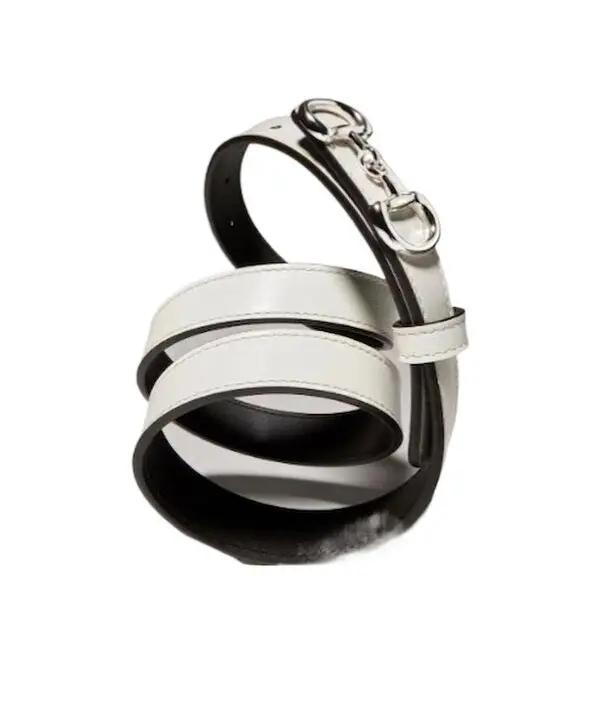 Gucci Thin Belt With Horsebit Buckle - White