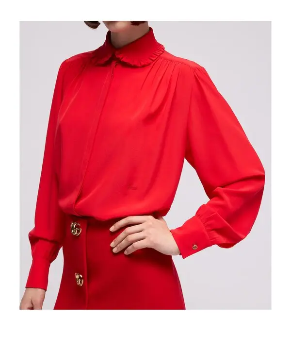 Gucci Silk Crêpe De Chine Shirt With Embroidery