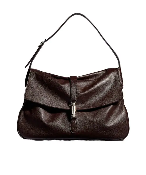 Gucci Jackie Flap Large Crossbody Bag - Dark Brown