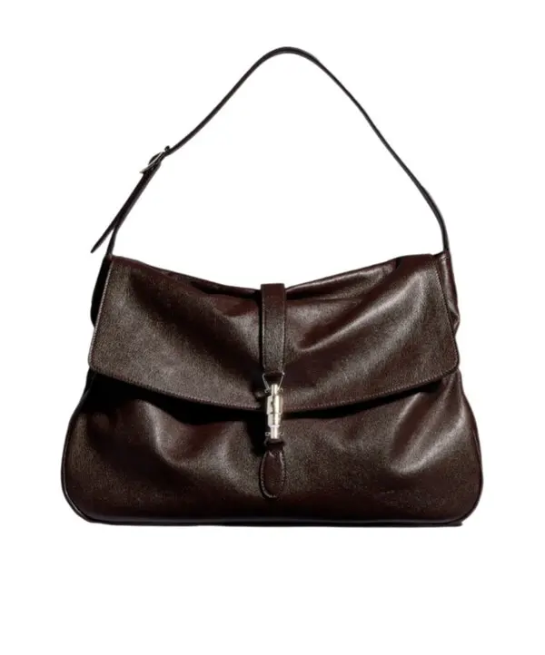 Gucci Jackie Flap Large Crossbody Bag - Dark Brown