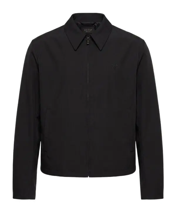Gucci Stretch Polyester Zip Jacket With Embroidery