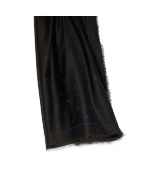 Gucci Double G Silk Wool Shawl - Black