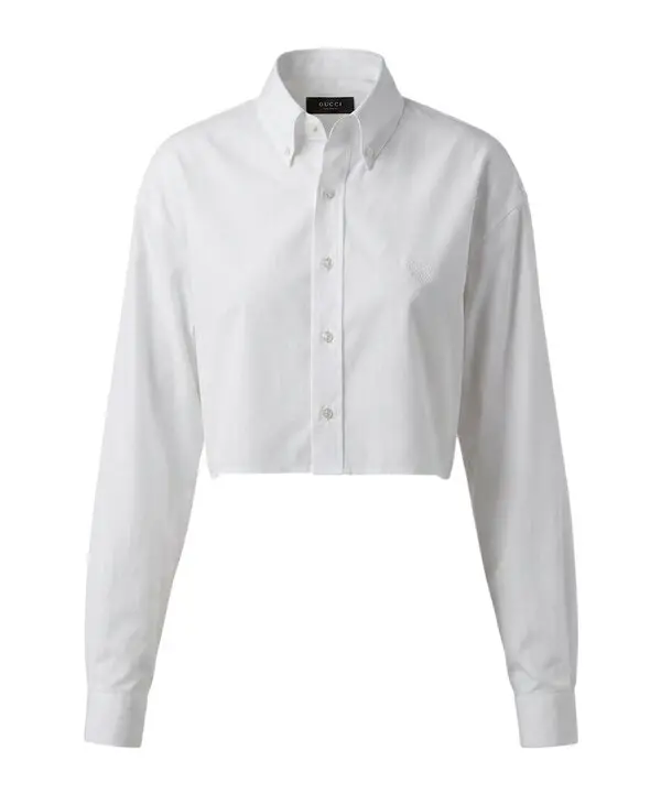 Gucci Cropped Cotton Poplin Shirt - White