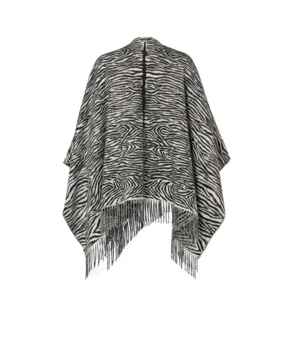 Fendi Wool Poncho With Tiger Animalier Print