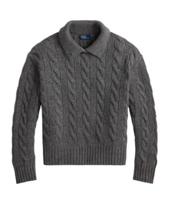 Polo Ralph Lauren Cable-knit Polo-collar Wool Sweater - Grey