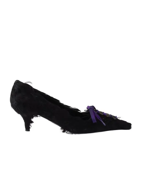 Prada Feather-embellished Satin Pumps