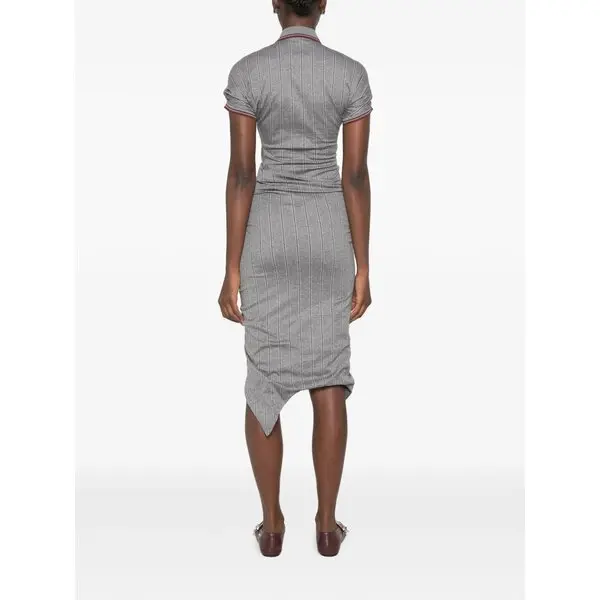 VIVIENNE WESTWOOD Pinstripe Ruched Midi Dress - Grey