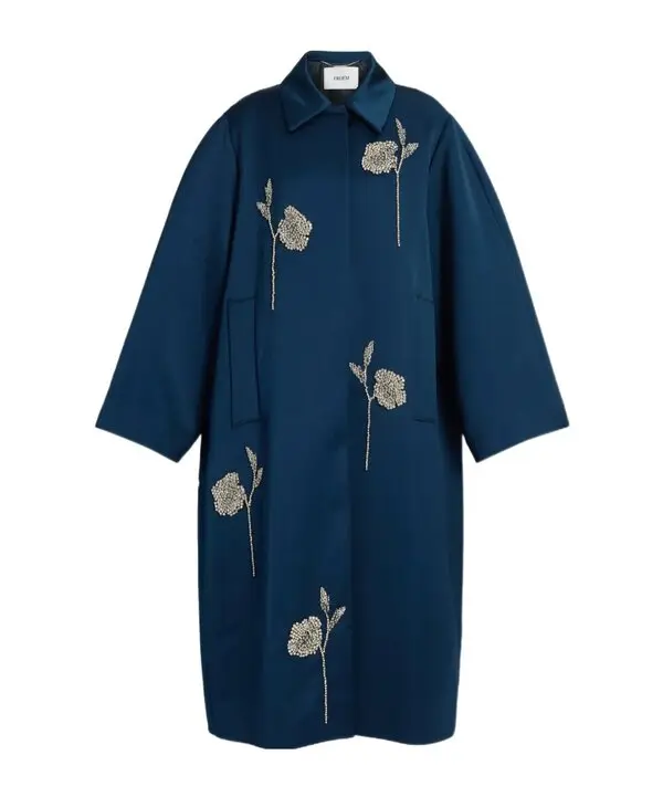 Erdem Embroidered Satin Coat