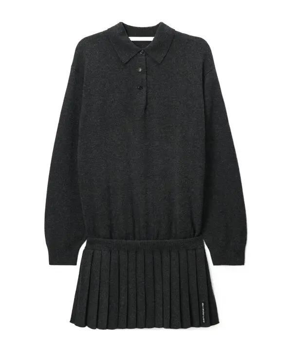 Alexander Wang Long Sleeve Polo Dress With Pleated Skirt
