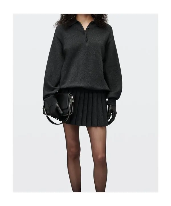 Alexander Wang Long Sleeve Polo Dress With Pleated Skirt