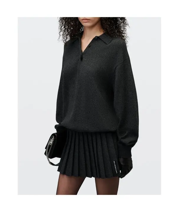 Alexander Wang Long Sleeve Polo Dress With Pleated Skirt