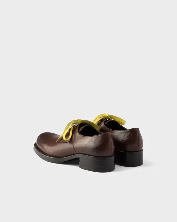 Prada Antiqued Leather Lace-up Shoes