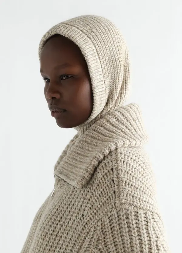 LEMAIRE Alpaca And Yak Wool Blend Balaclava - Beige / Oat