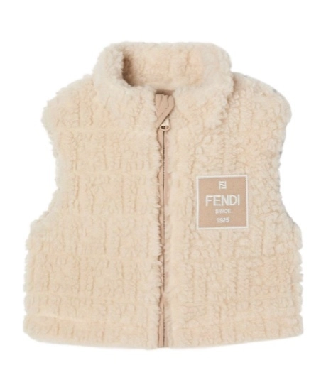 Fendi Baby Gilet In Teddy-effect Wool Fabric