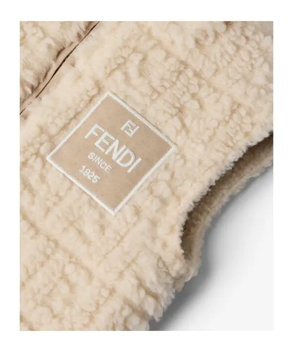 Fendi Baby Gilet In Teddy-effect Wool Fabric