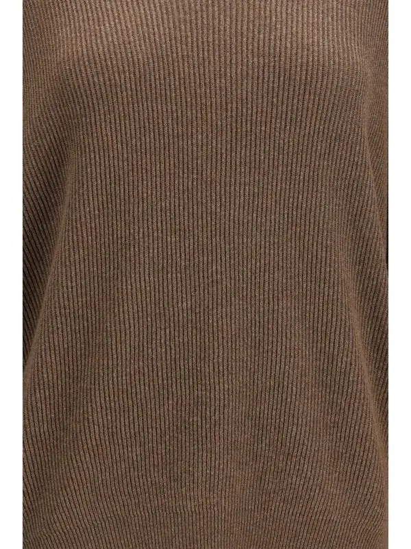 THE ROW Ribbed V-neck Long Sleeve Sweater