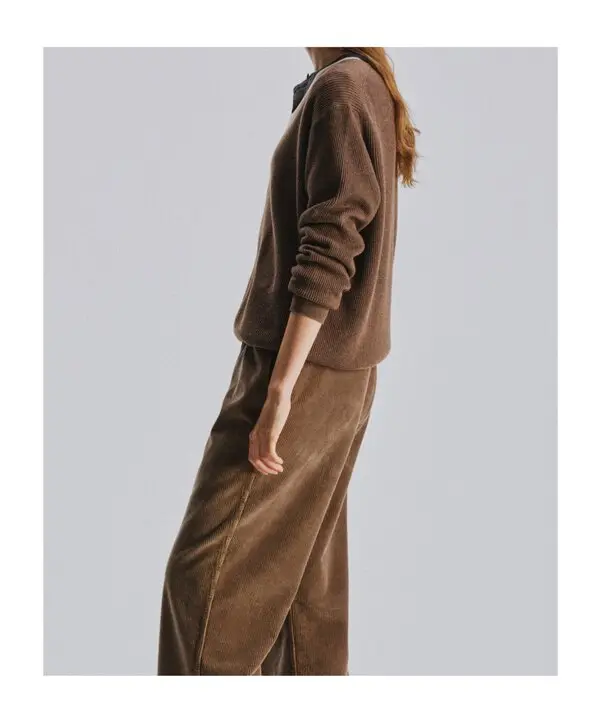 THE ROW Ribbed V-neck Long Sleeve Sweater