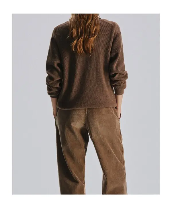 THE ROW Ribbed V-neck Long Sleeve Sweater