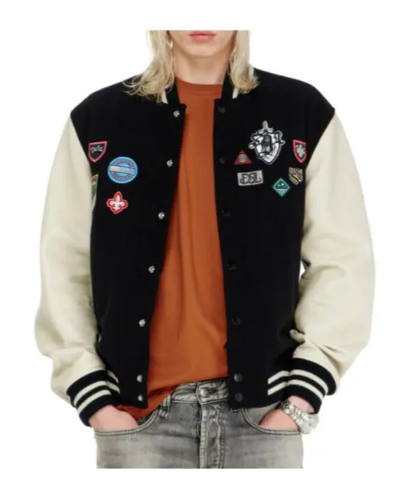 DIESEL® L-arry Patch Leather Jacket - White/black